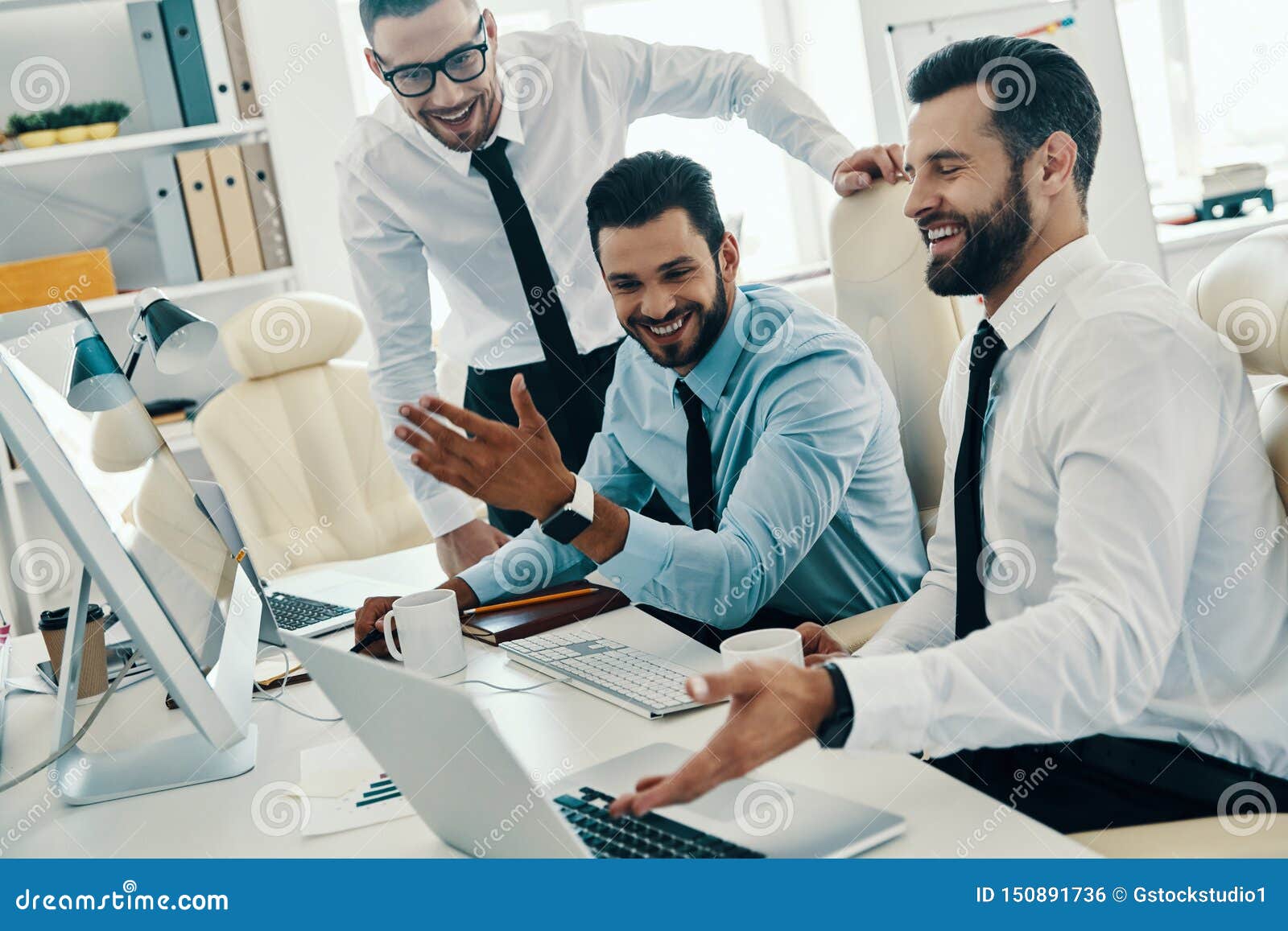 Happy traders. stock photo. Image of market, occupation - 150891736