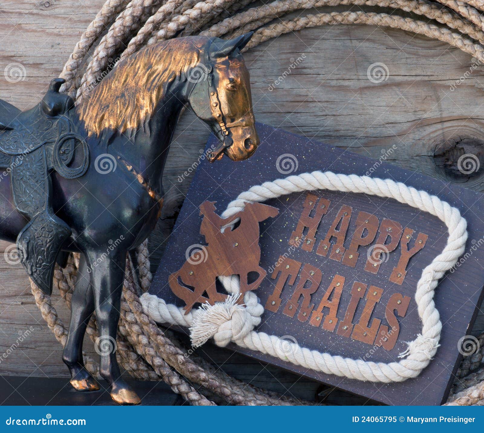 Happy Trails Sign with Horse Statue Stock Image - Image of trails ...