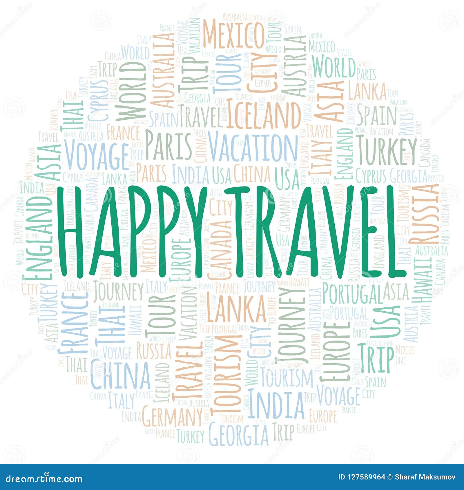 Happy Travel word cloud. stock illustration. Illustration of bubble ...