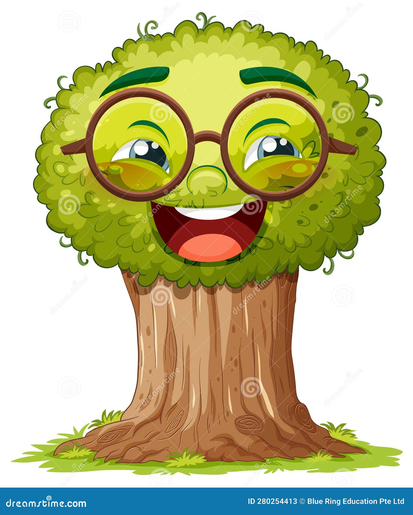Happy Tree Cartoon Isolated Stock Vector - Illustration of isolated ...