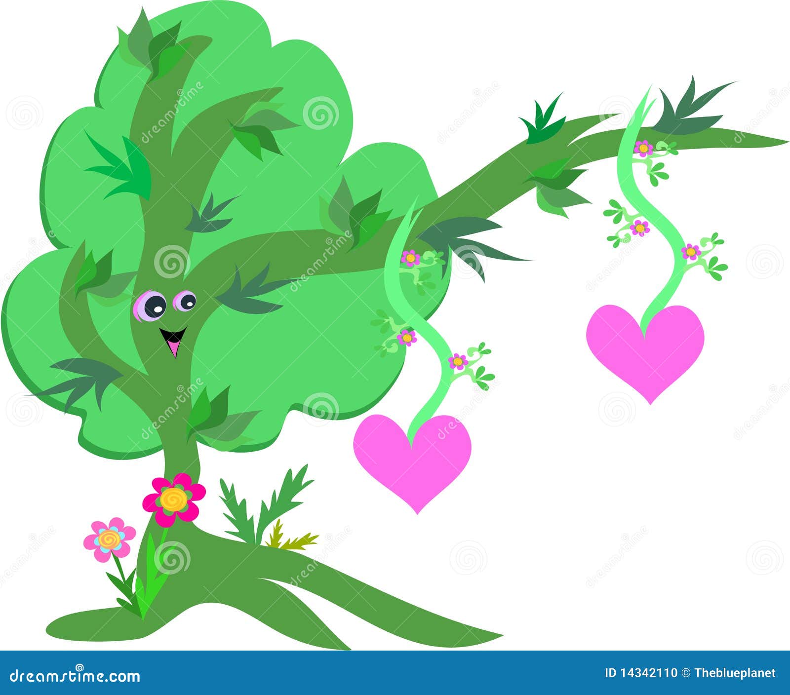 Happy Tree of Hearts stock vector. Illustration of clip - 14342110