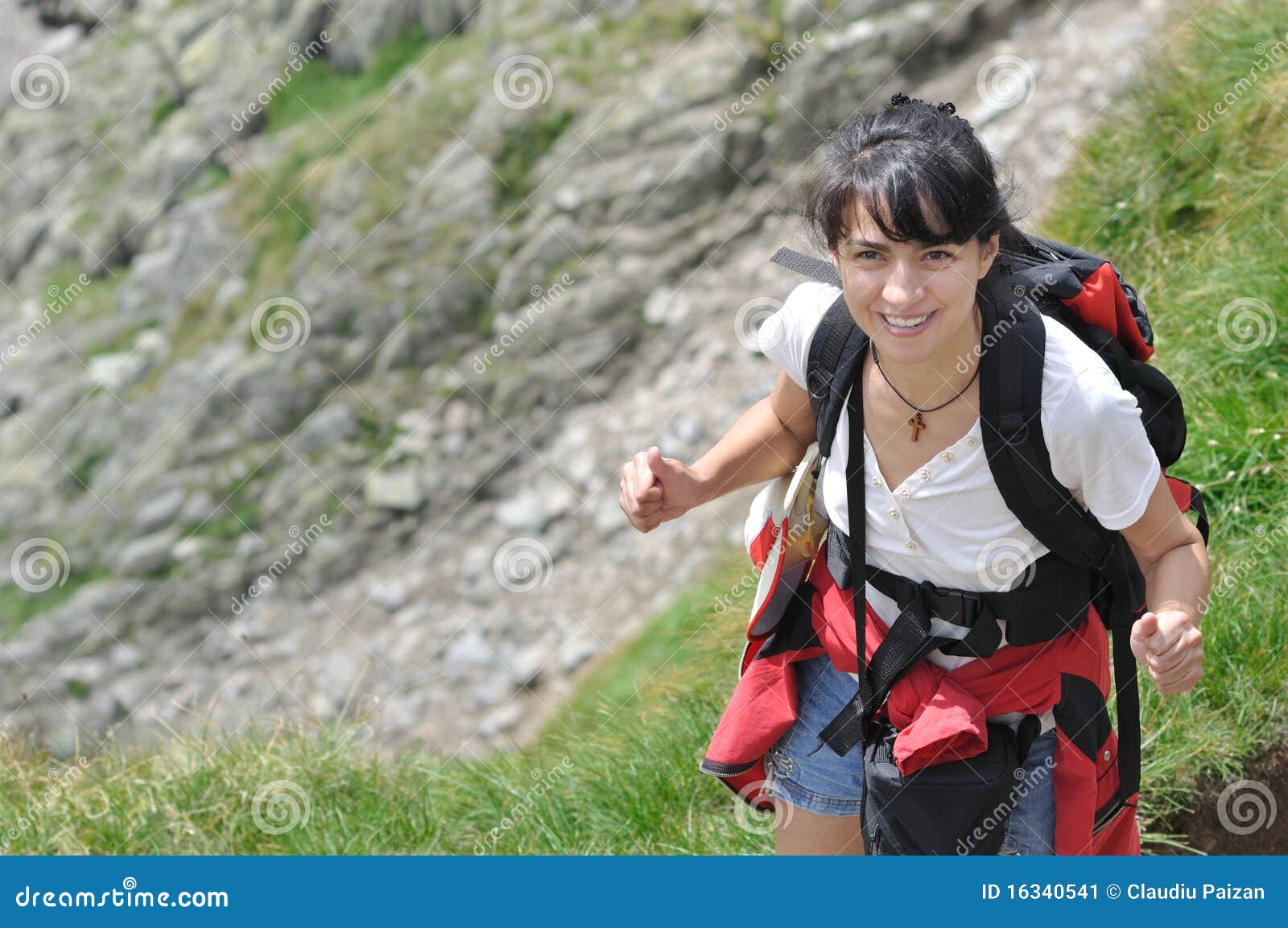 Happy trekker stock image. Image of rocks, hiking, equipment - 16340541