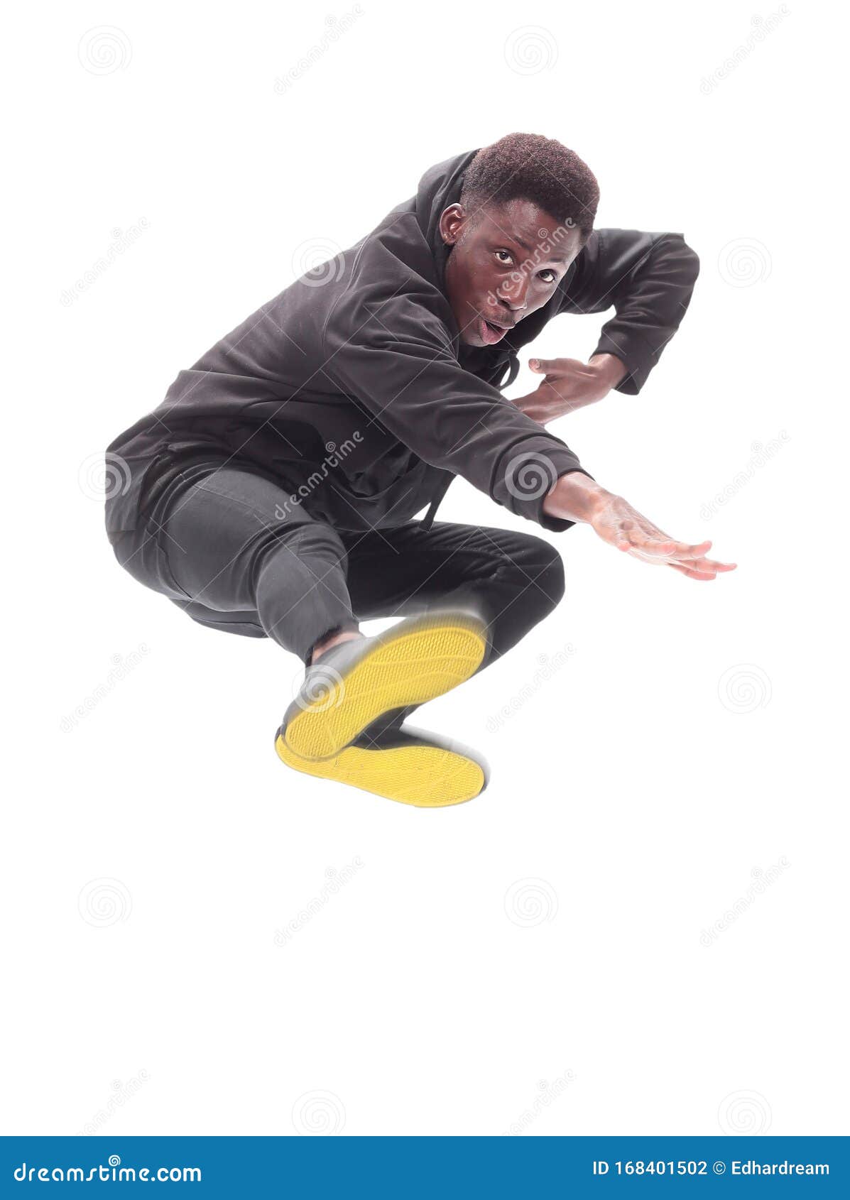 Happy Trendy Dancing Guy. Isolated on White Stock Photo - Image of ...