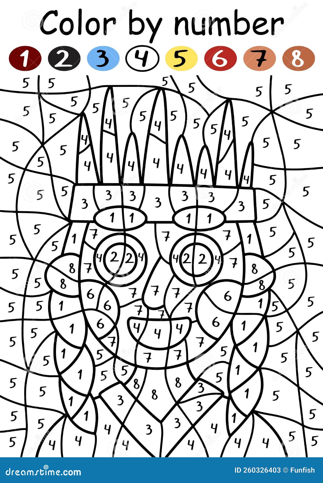 Happy Tribal Chief Color by Number Puzzle Vector Illustration Stock ... Happy Tribal Chief Color by Number Puzzle Vector Illustration Stock ...