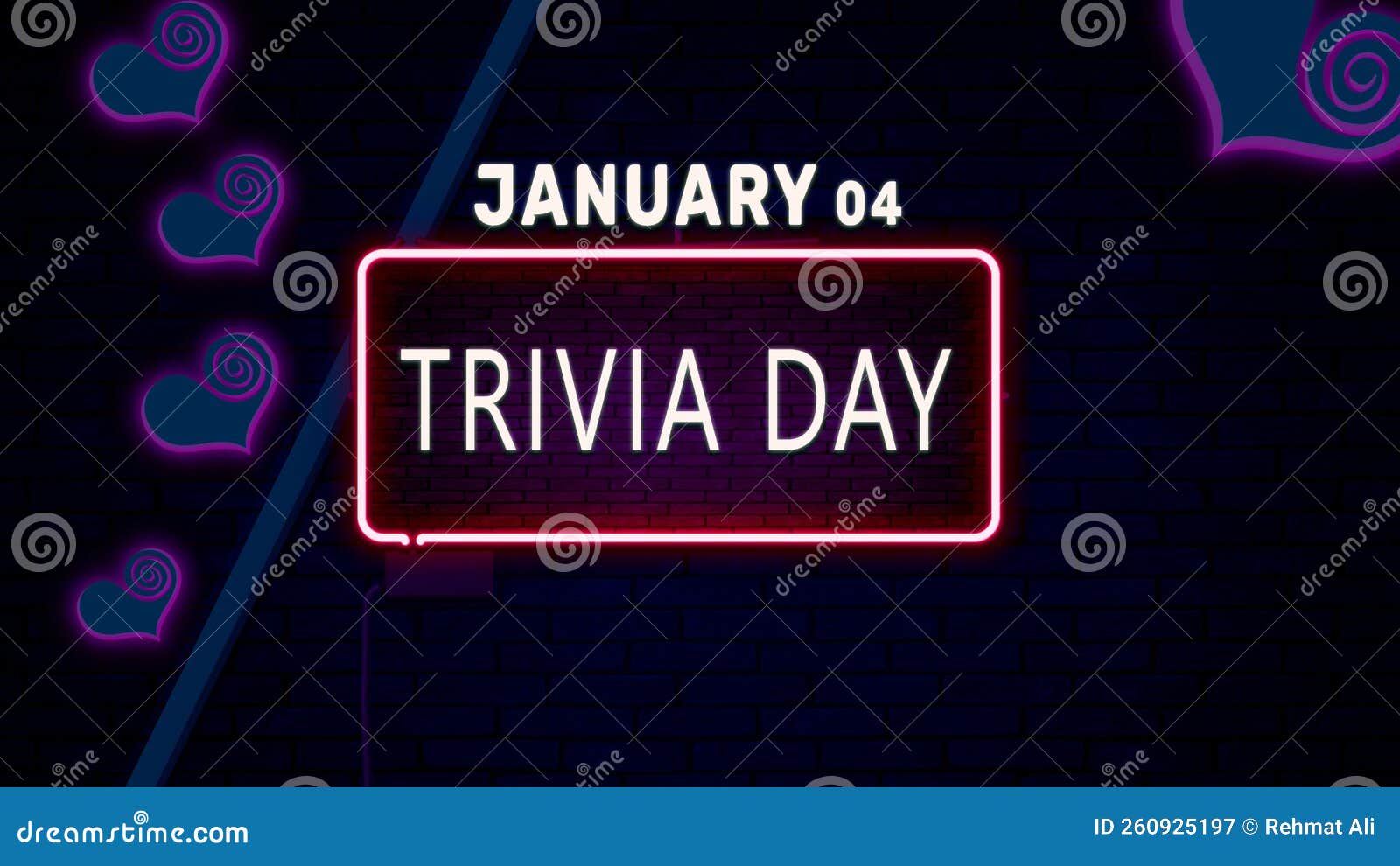 Happy Trivia Day, January 04. Calendar of January Neon Text Effect ...