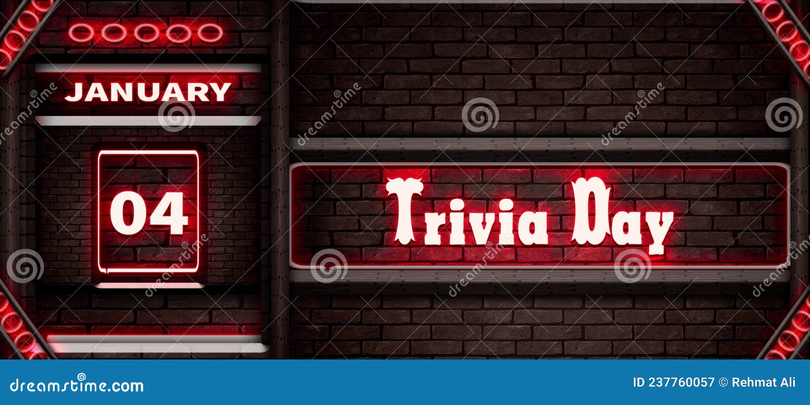 04 January, Trivia Day, Neon Text Effect on Bricks Background Stock ...