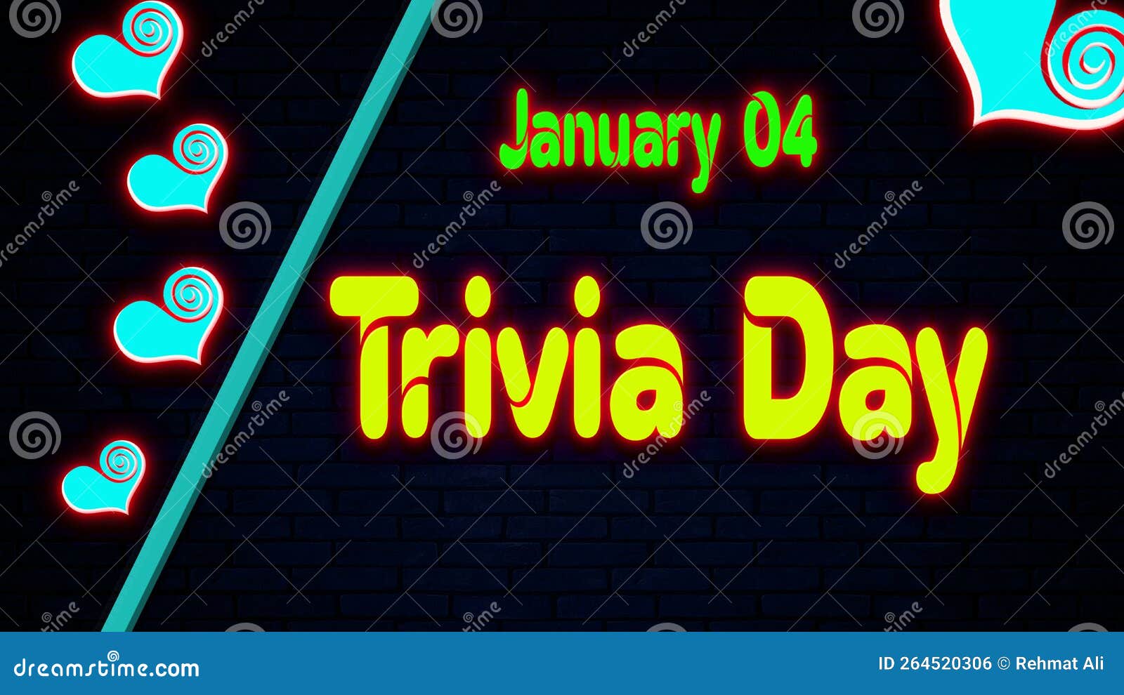 Happy Trivia Day Janvier 04. Calendrier De Janvier Neon Texte Effet ...