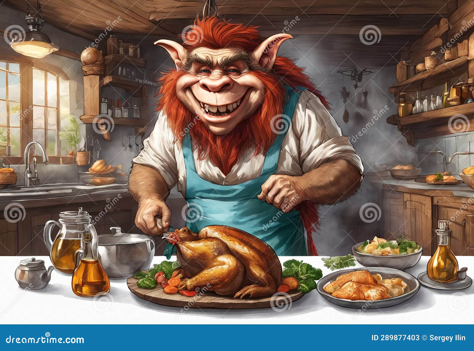Happy Troll Coocking Food. Generative AI Royalty-Free Stock Photo ...