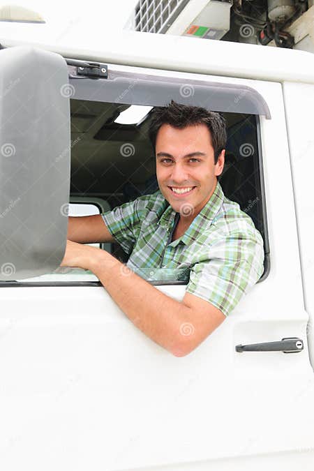 Happy truck driver stock photo. Image of person, people - 17430966