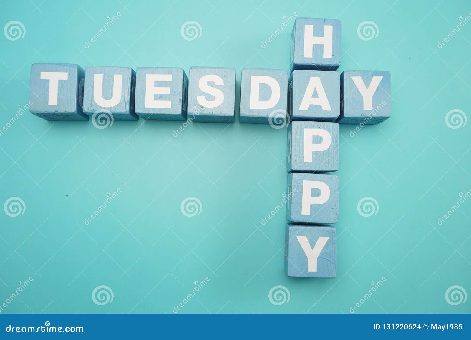 Happy Tuesday Alphabet Letter with Space Copy on Blue Background Stock ...
