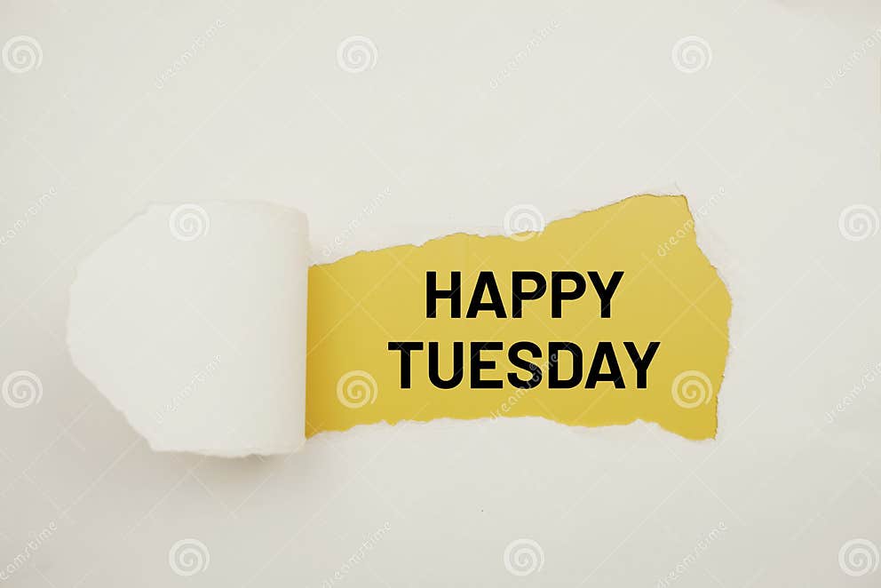 Happy Tuesday Text Message on Yellow Background Stock Photo - Image of ...