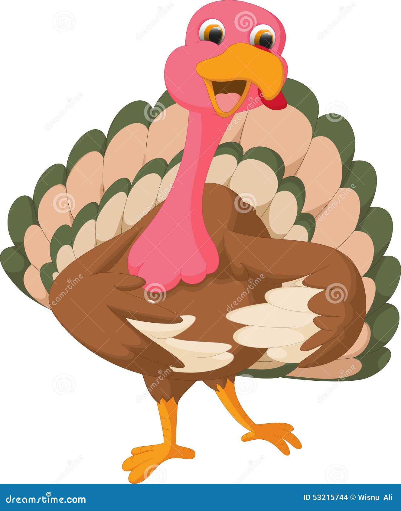 Happy turkey cartoon stock vector. Illustration of turkey - 53215744