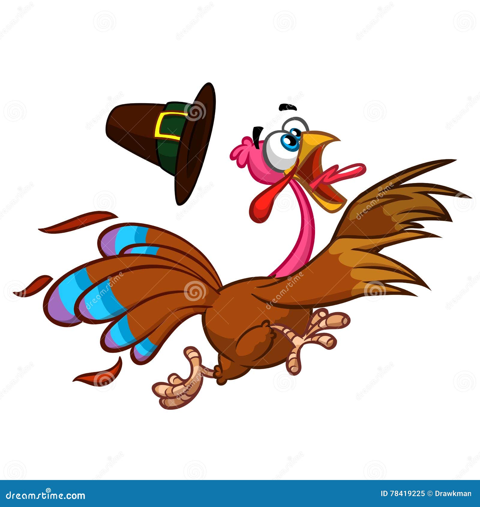Happy Turkey Cartoon Running. Vector Cartoon. | CartoonDealer.com #78419133