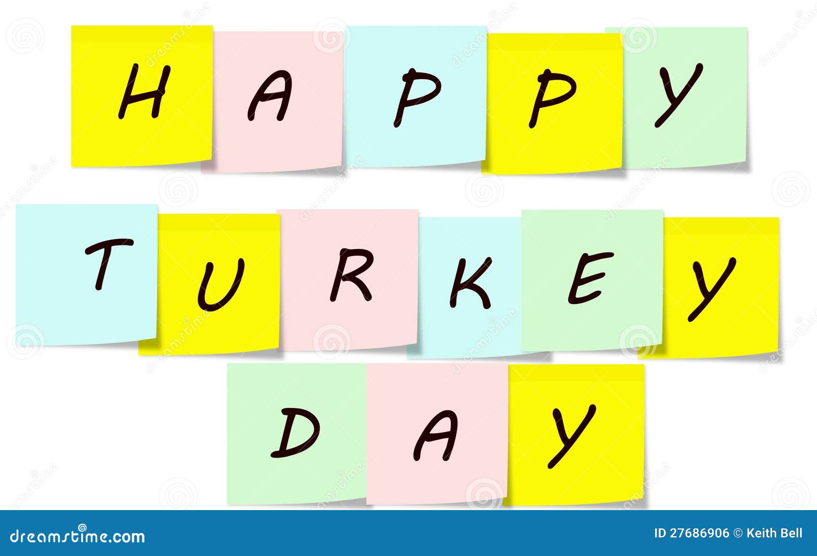 Happy Turkey Day Sticky Notes Stock Illustration - Illustration of pink ...
