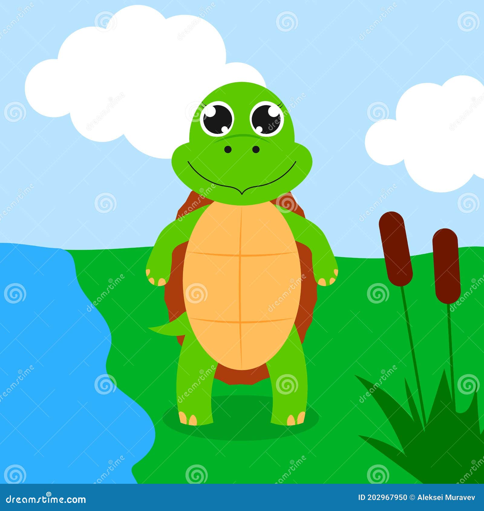 Happy Turtle. Vector Cartoon Illustration. Isolated Stock Illustration ...