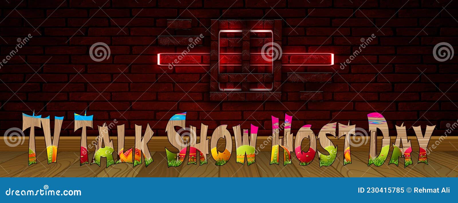 October, TV Talk Show Host Day, Text Effect on Bricks Background Stock ...