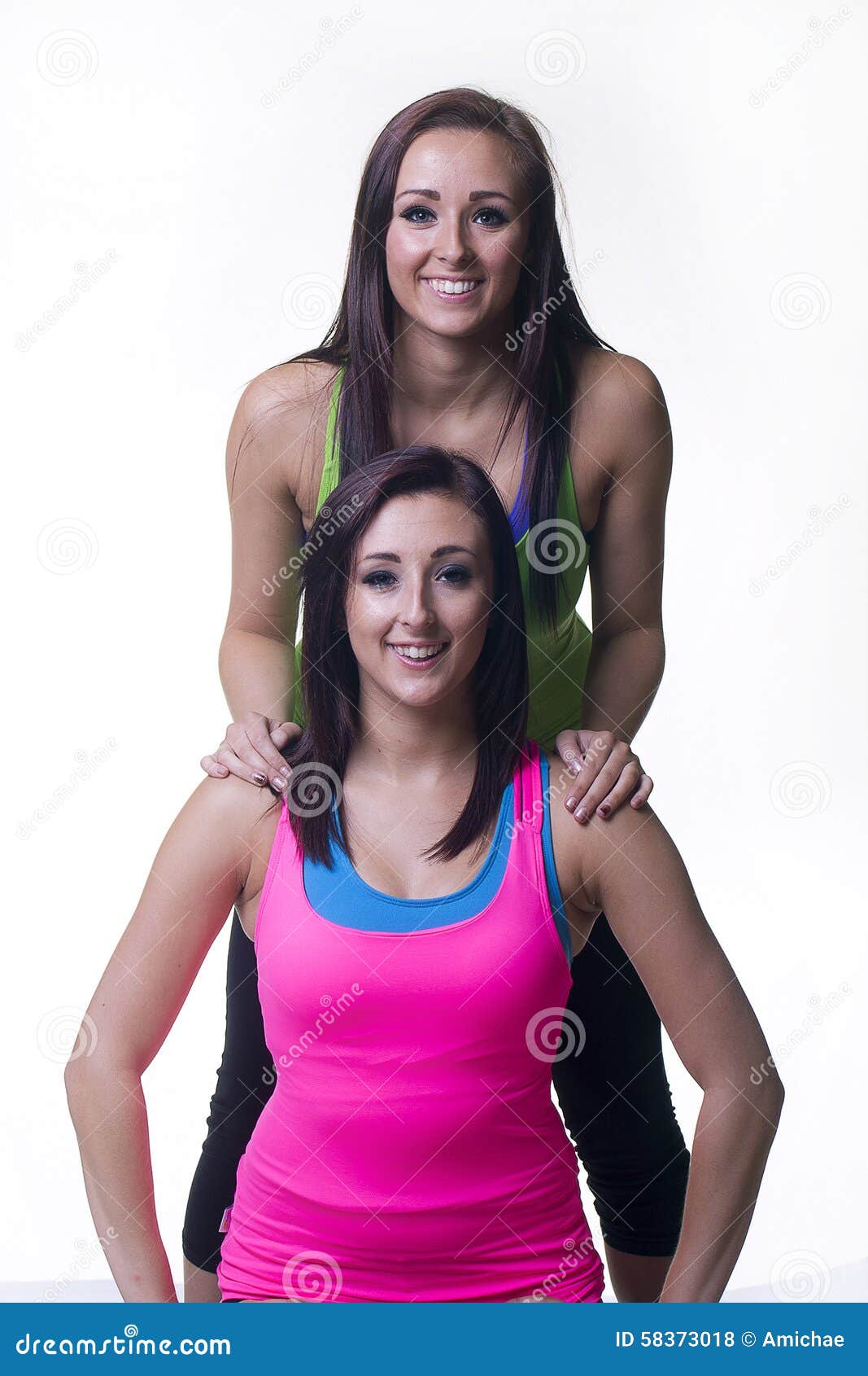 Sisters Smiling And Sitting Together In Bed In The Hospital Royalty ...