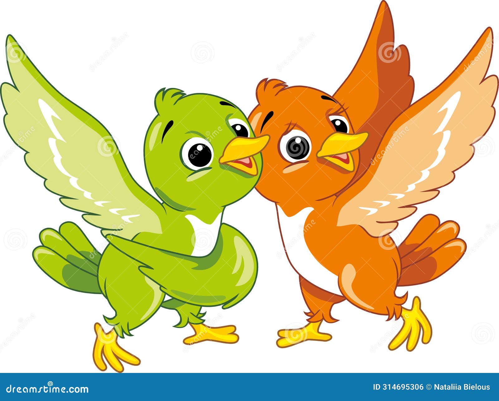 Happy Two Cartoonish Cute Birds Stock Vector - Illustration of ...