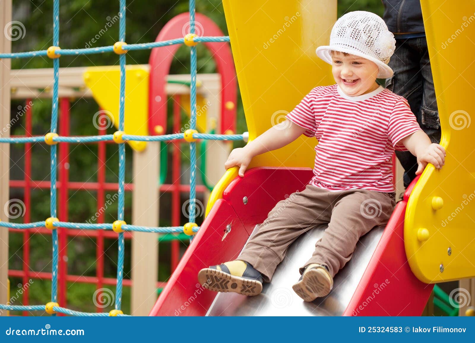 Happy Two-year Child on Slide Stock Image - Image of childhood, happy ...
