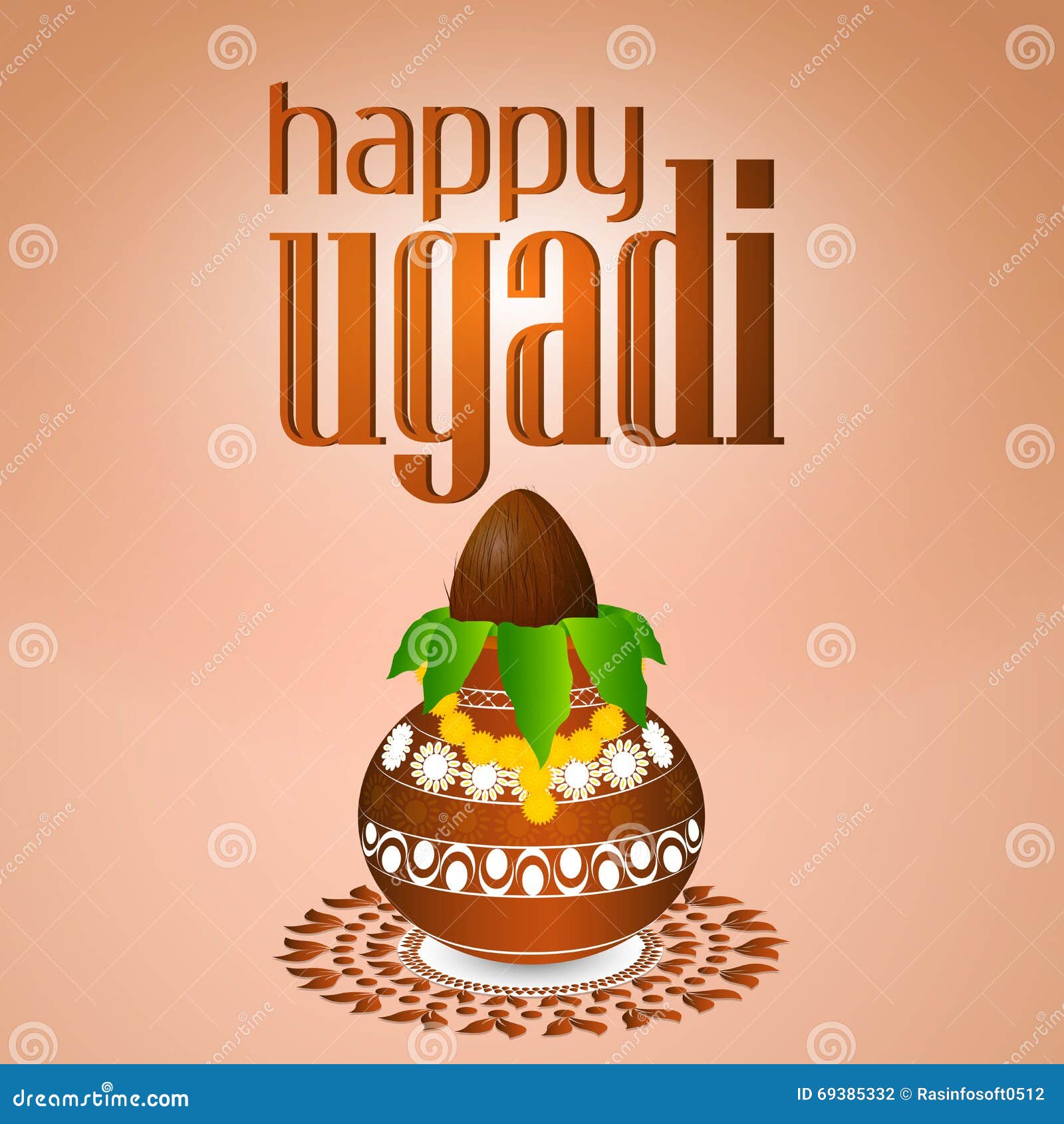 Happy Ugadi stock illustration. Illustration of creative - 69385332
