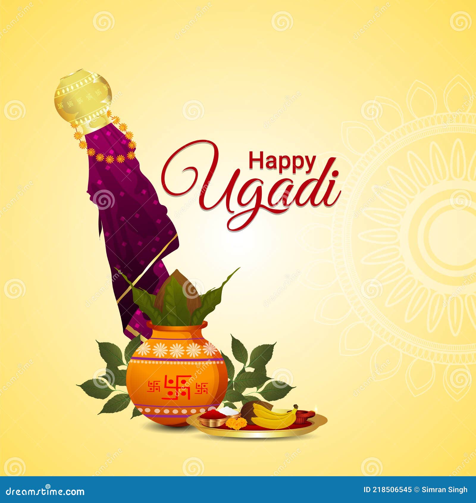 Traditional Kalash On Durga Puja For Happy Dussehra Or Shubh Navratri ...