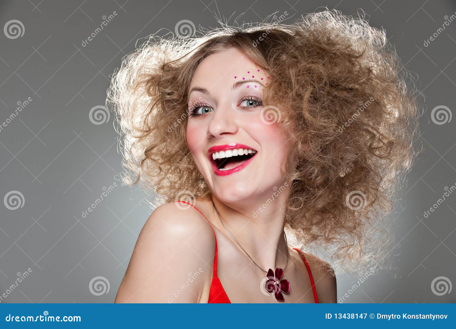 Happy unconcerned girl stock image. Image of curly, amusing - 13438147