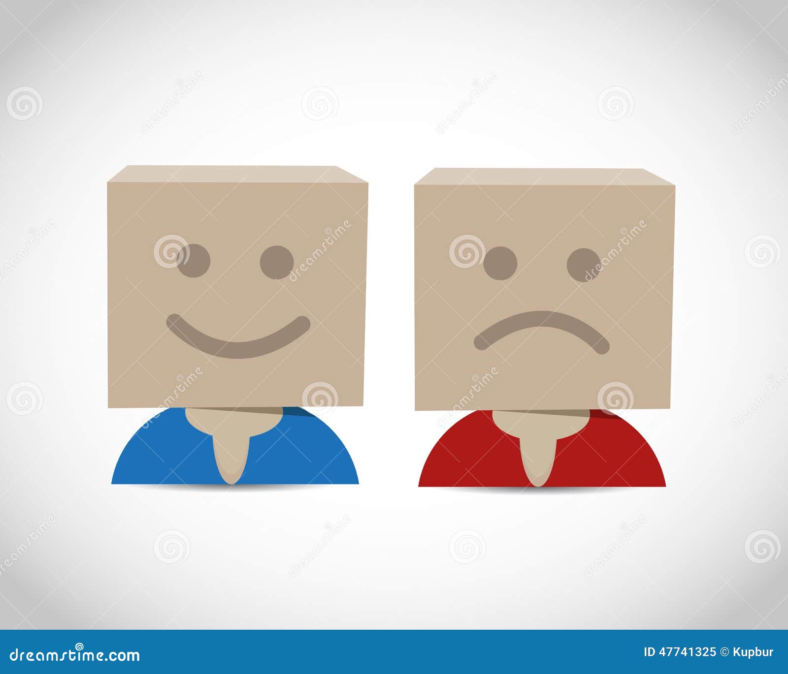 Happy and unhappy box stock vector. Illustration of happiness - 47741325