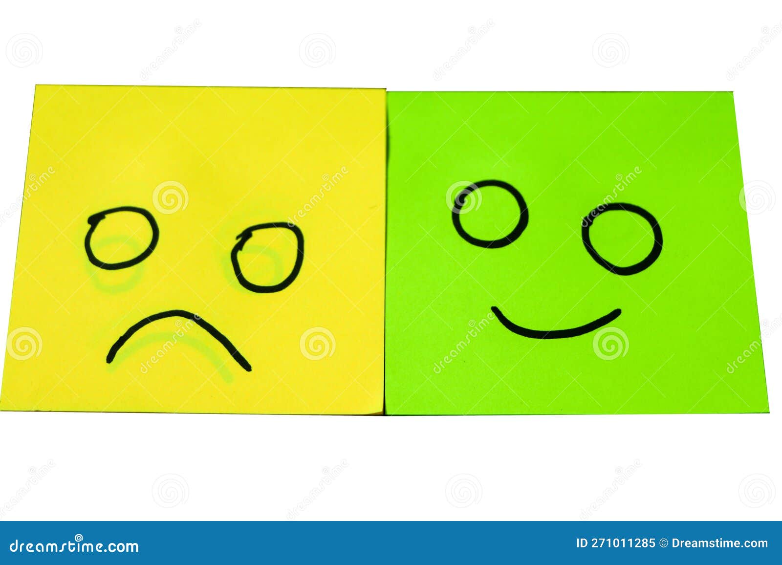Happy and Unhappy Concept. Background of Green Sticky Notes Stock Image ...