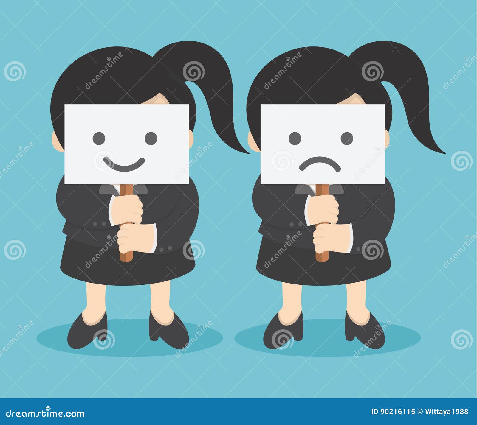 Happy and unhappy stock vector. Illustration of white - 90216115
