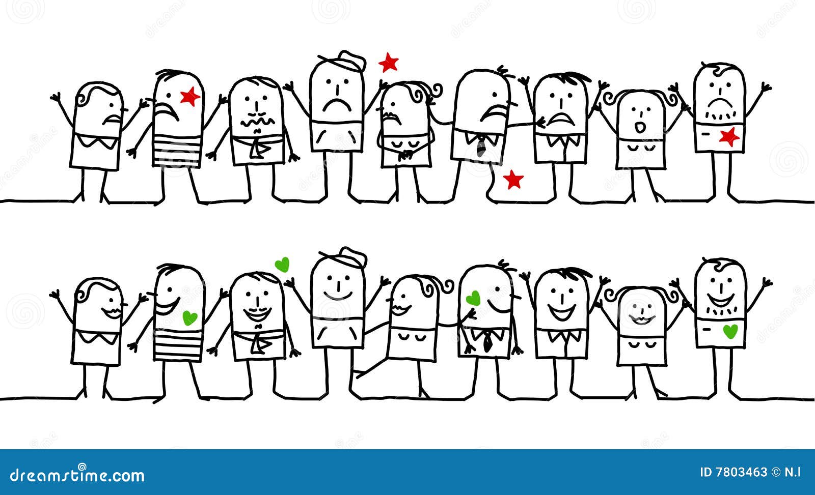 Happy & unhappy people stock vector. Illustration of design - 7803463