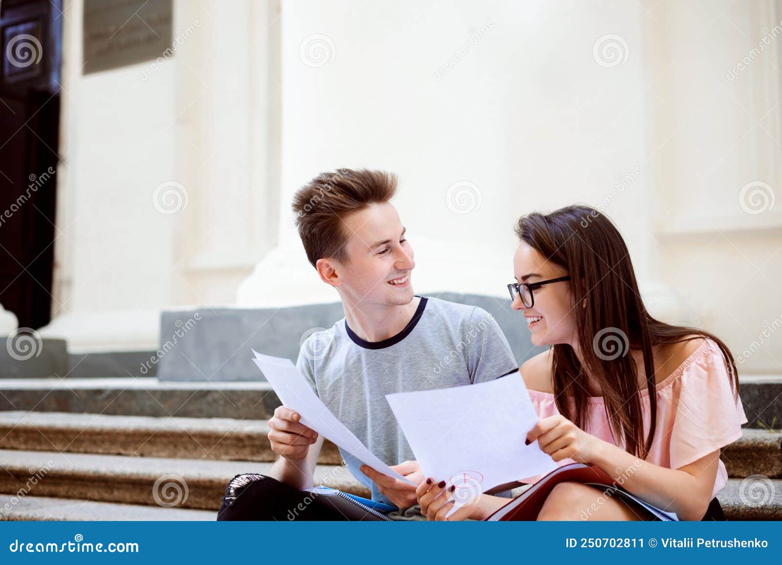 Happy University Students Share Results of Final Test Stock Image ...