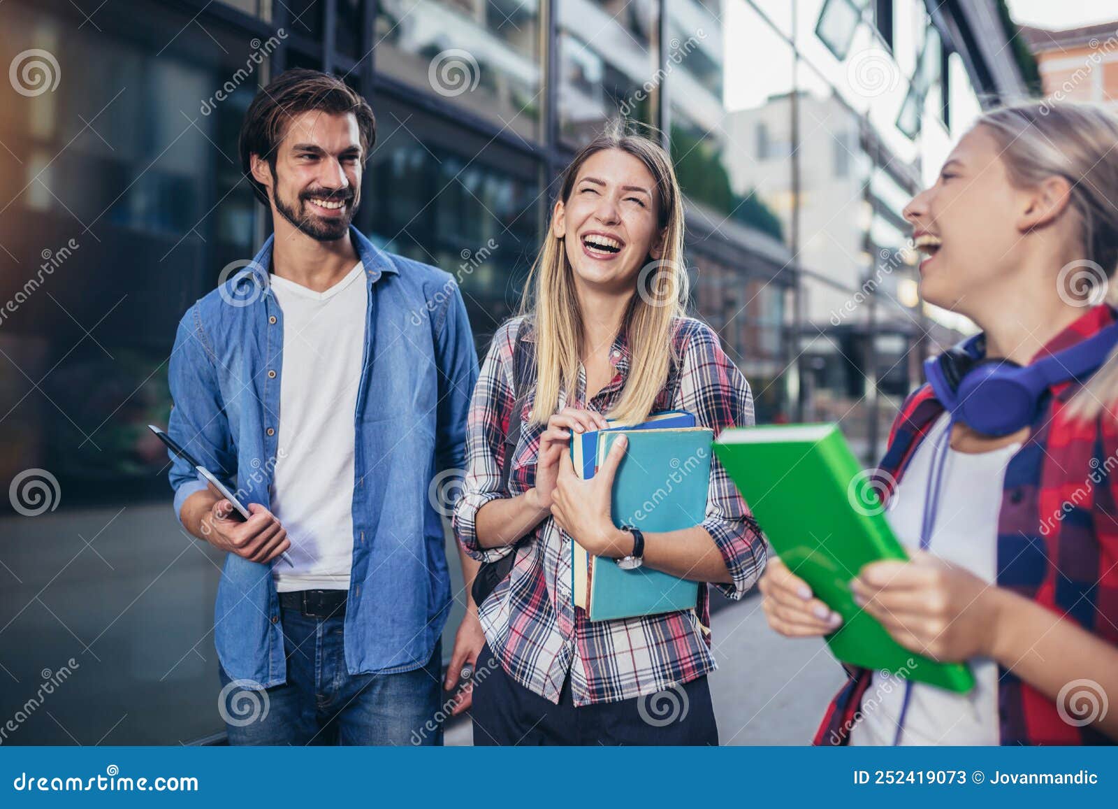 University Students Walking after the Lecture at Campus Stock Image ...
