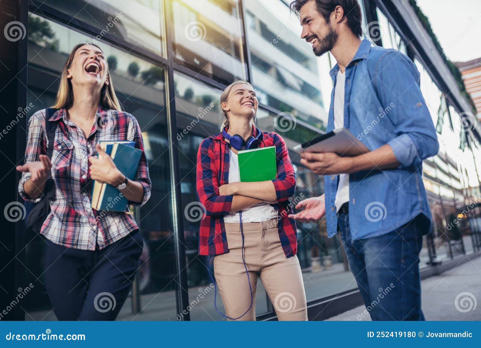 University Students Walking after the Lecture at Campus Stock Photo ...