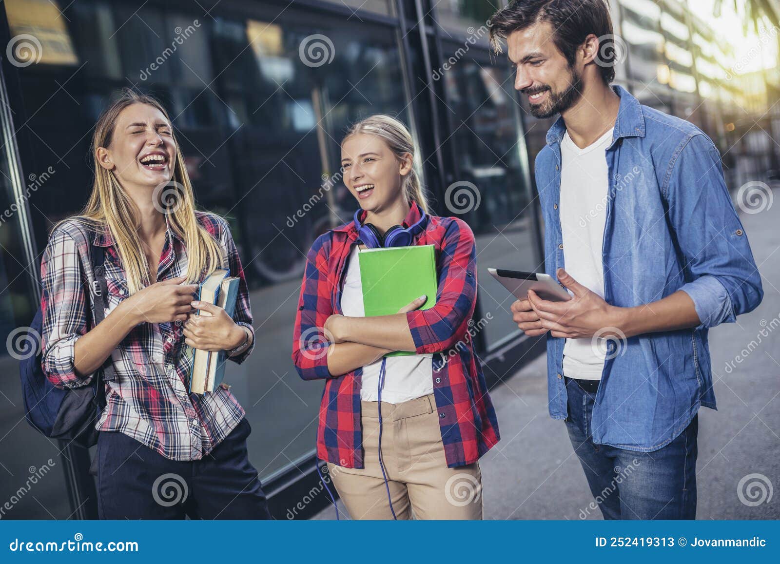 University Students Walking after the Lecture at Campus Stock Image ...