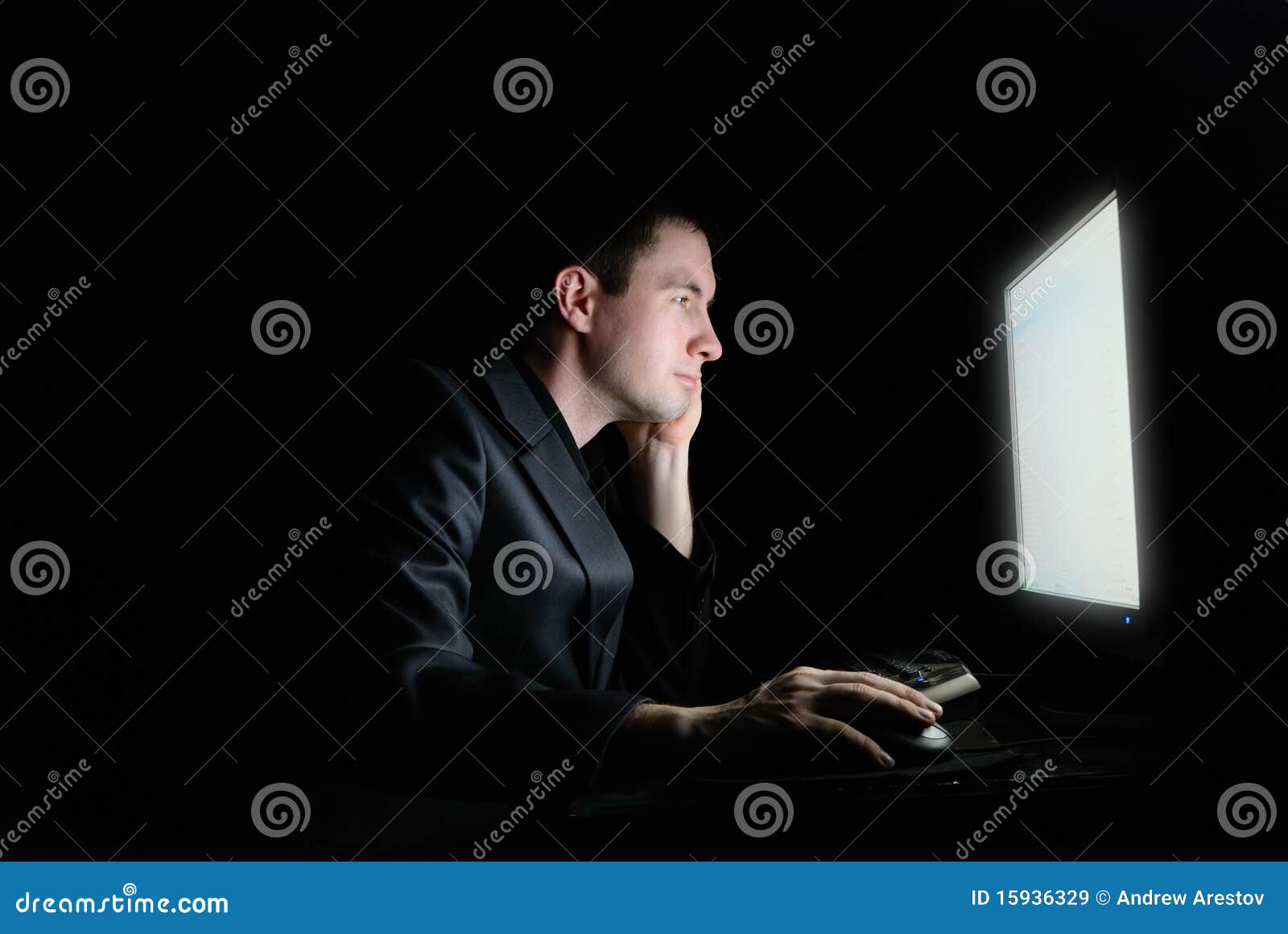 Happy User in Front of the Monitor Stock Image - Image of monitor ...