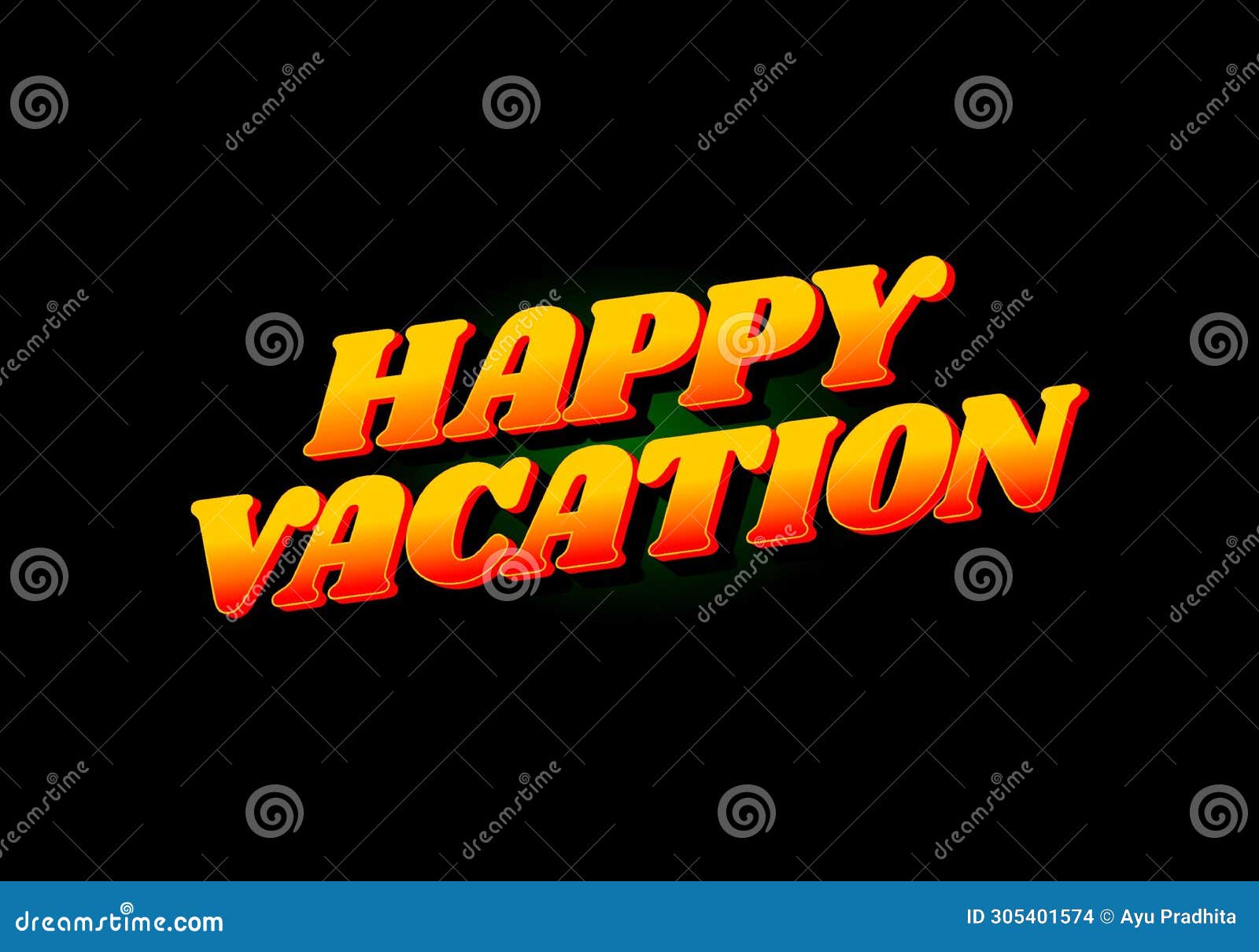 Happy Vacation. Text Effect in Eye Catching Color with 3D Style Stock ...