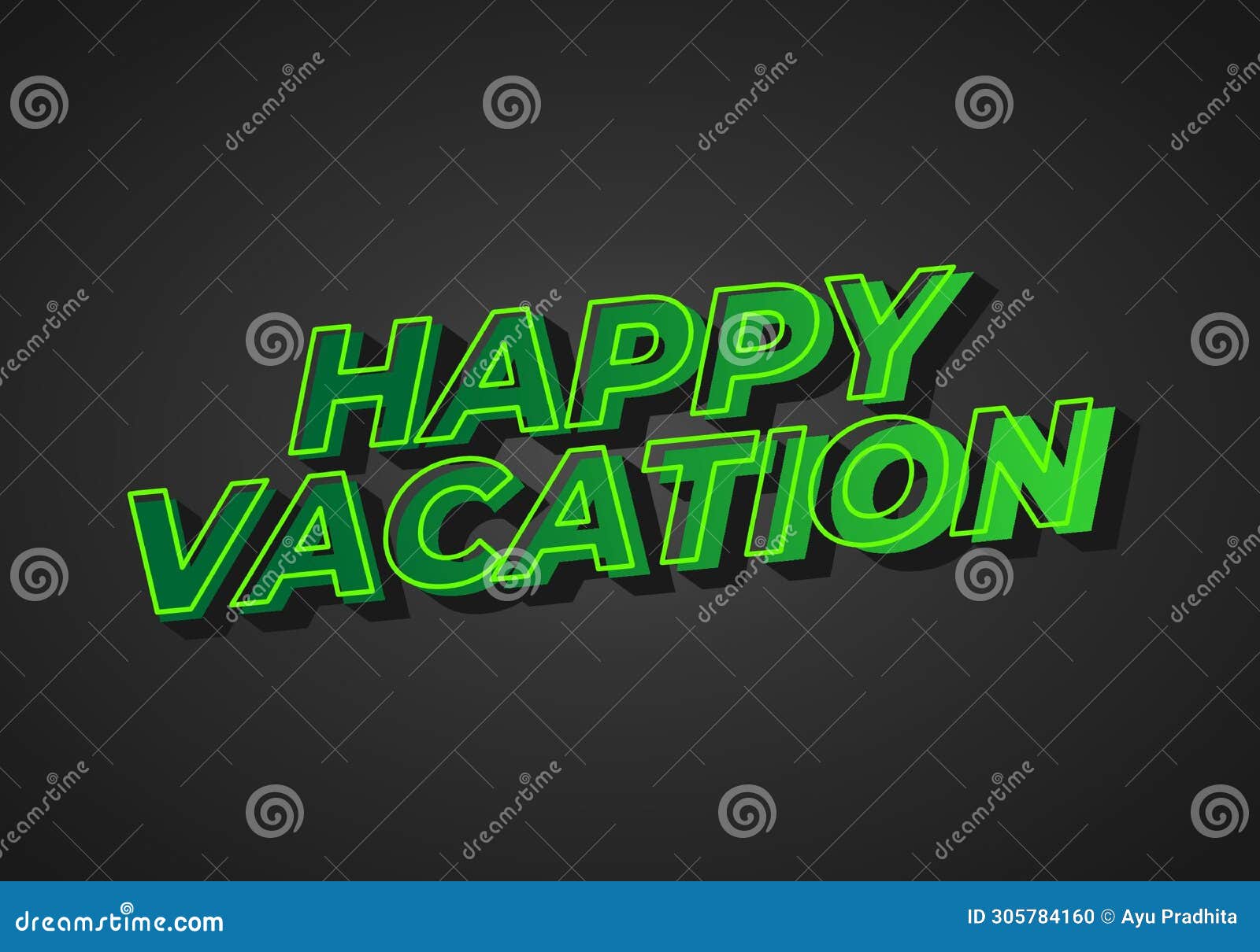 Happy Vacation. Text Effect in Eye Catching Color with 3D Style Stock ...