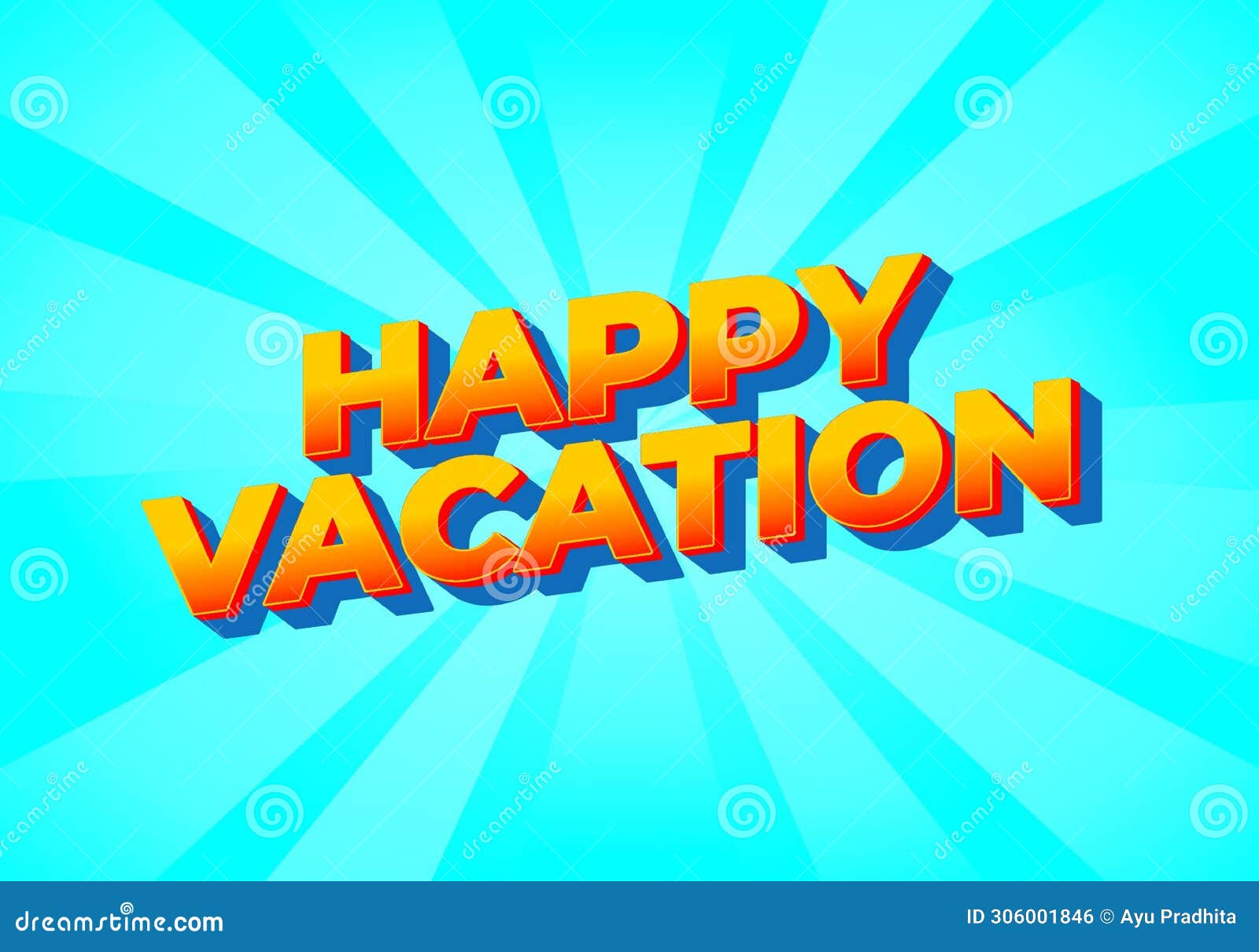 Happy Vacation. Text Effect in Eye Catching Color with 3D Style Stock ...