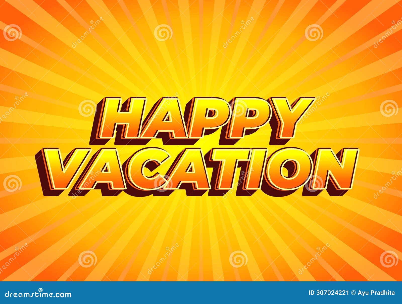Happy Vacation. Text Effect in Eye Catching Color with 3D Style Stock ...