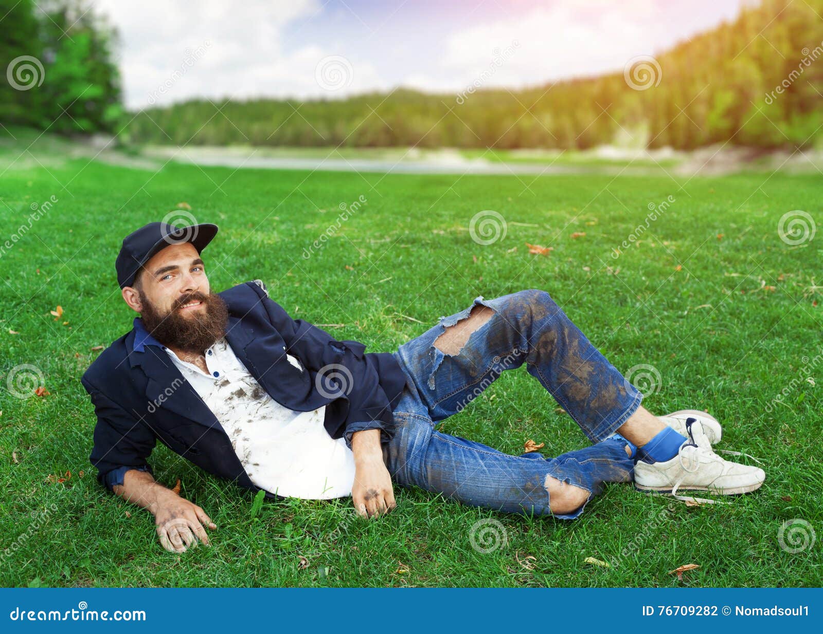 Happy vagrant stock photo. Image of male, smile, people - 76709282