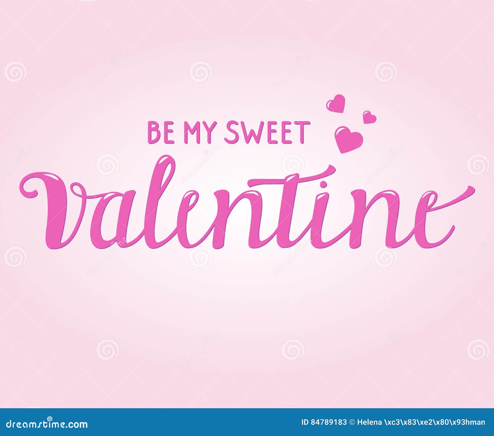 Happy Valentine Card with Brush Script Text Stock Vector - Illustration ...