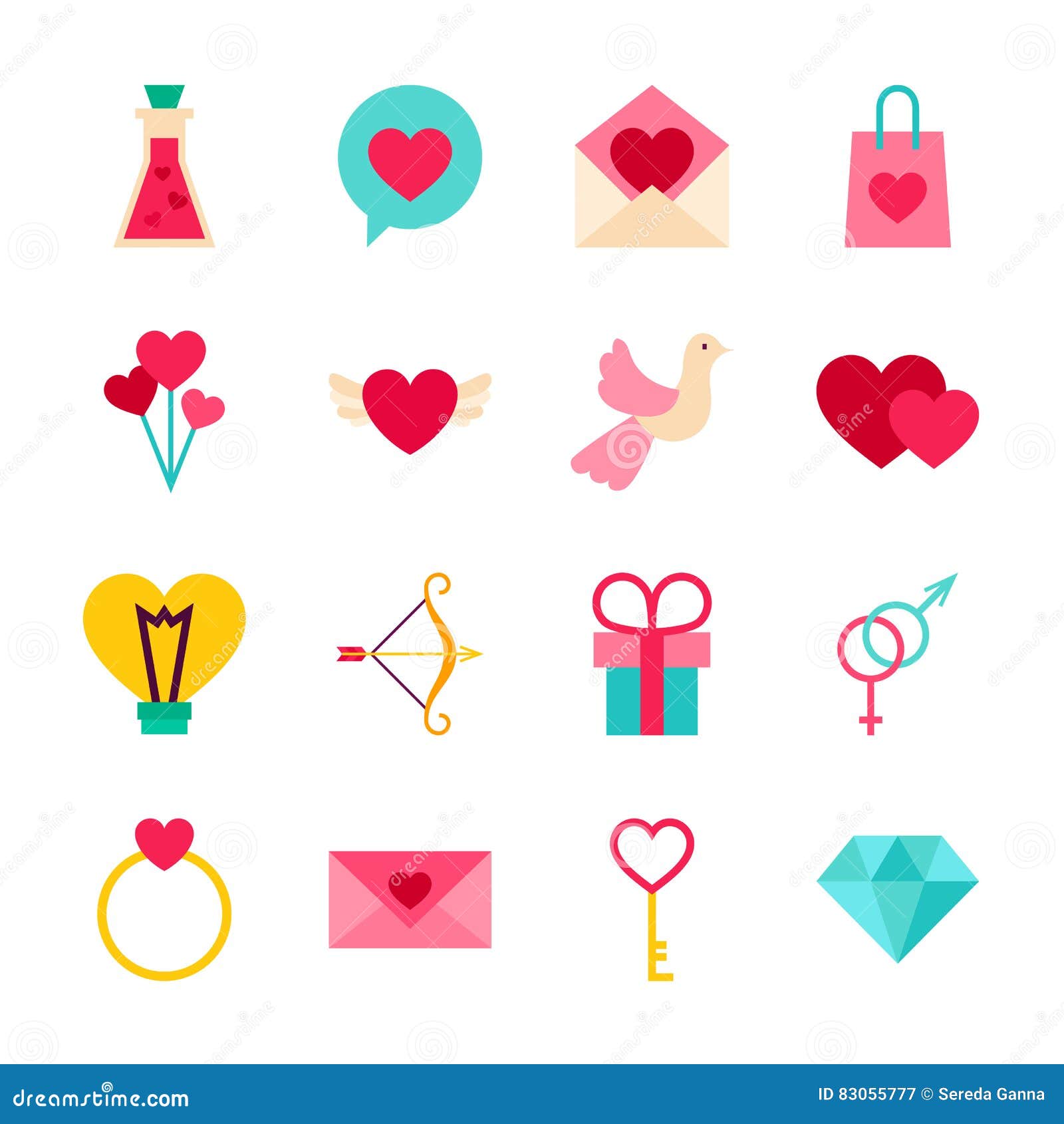 Happy Valentine Day Objects Stock Vector - Illustration of dove, feast ...