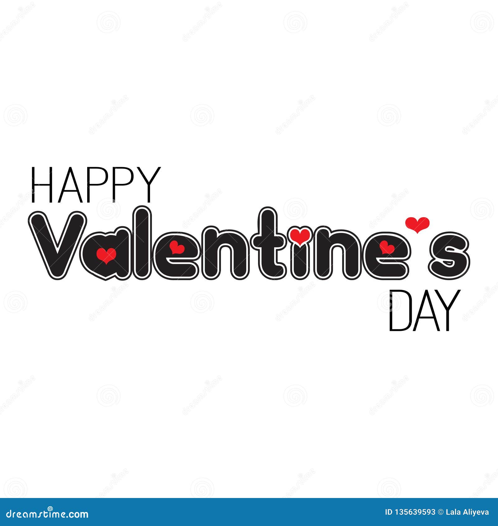 Happy Valentine`s Day Greeting Card With Handwritten Text Vector Stock