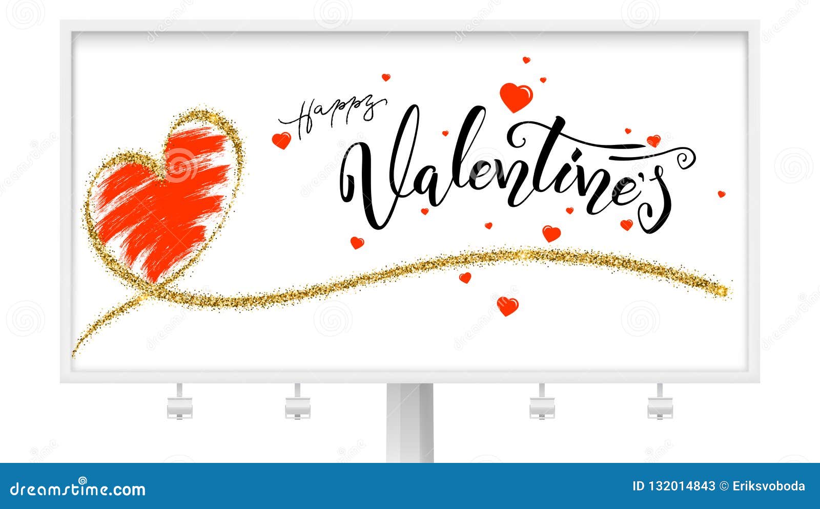 Happy Valentines Day Billboard With Typography Modern Calligraphy