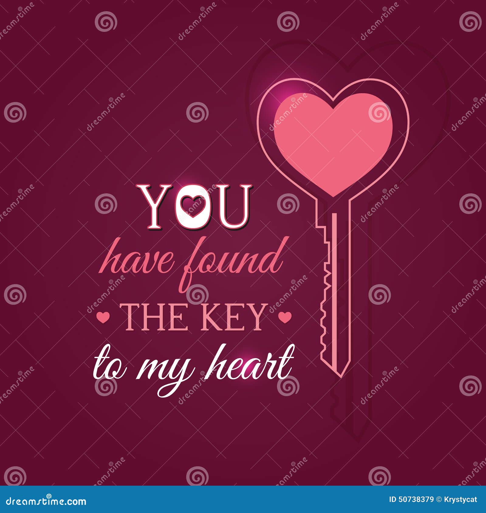 Happy Valentines Day Card with Key Stock Illustration - Illustration of ...