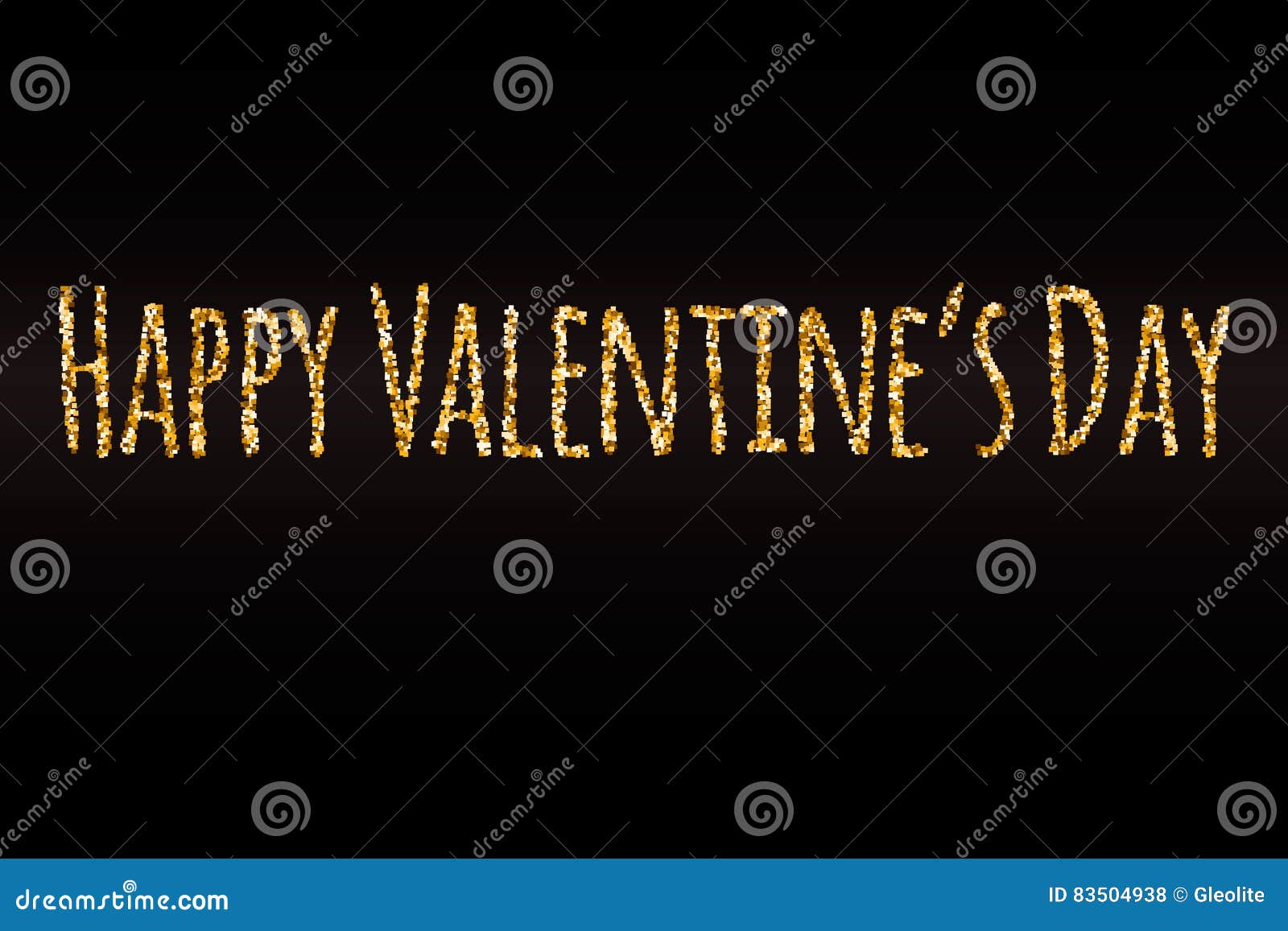 Happy Valentines Day Gold Glitter Card Template Stock Vector ...
