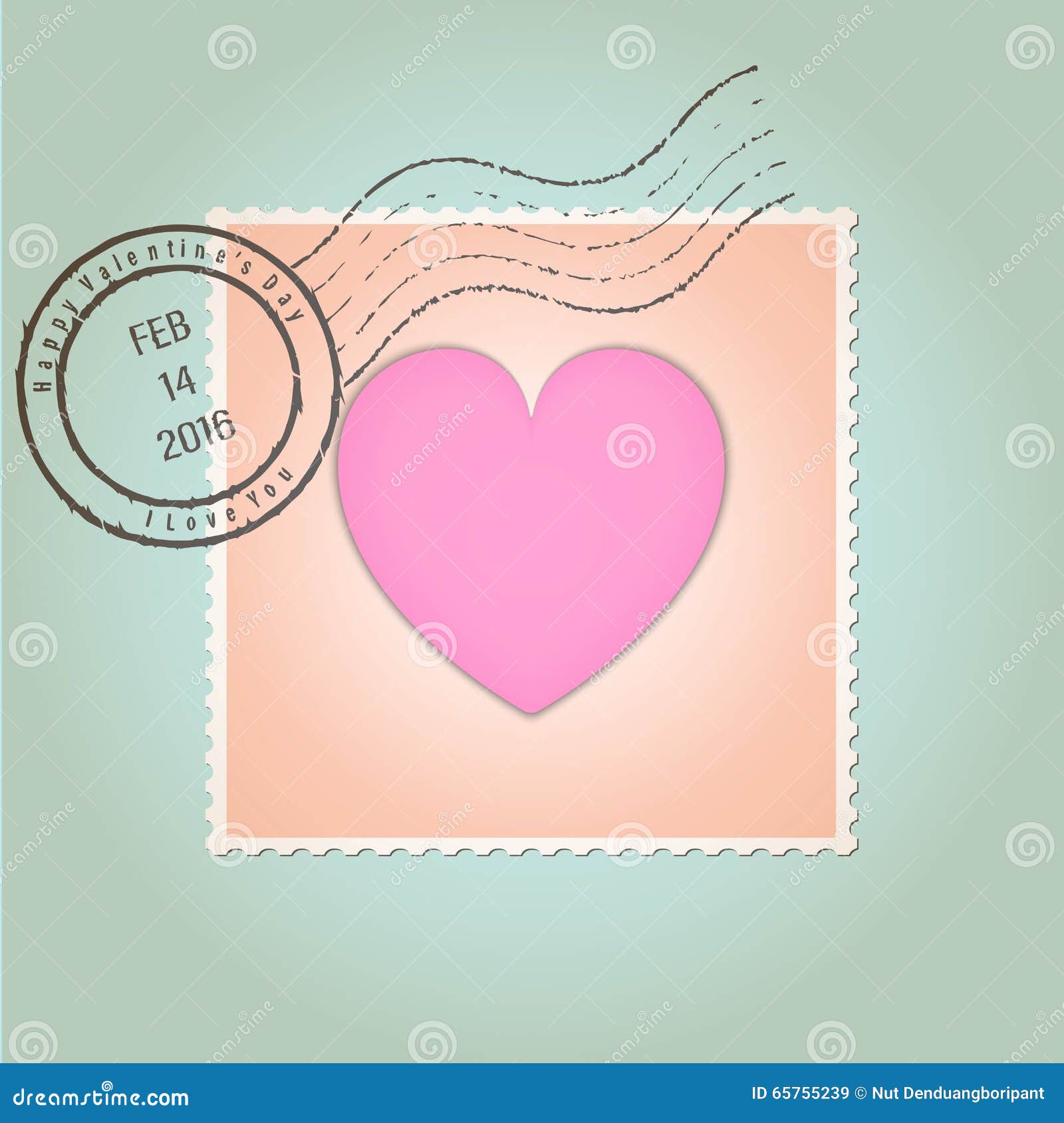 Happy Valentines Day Postage Stamp Vintage Stock Vector - Illustration ...