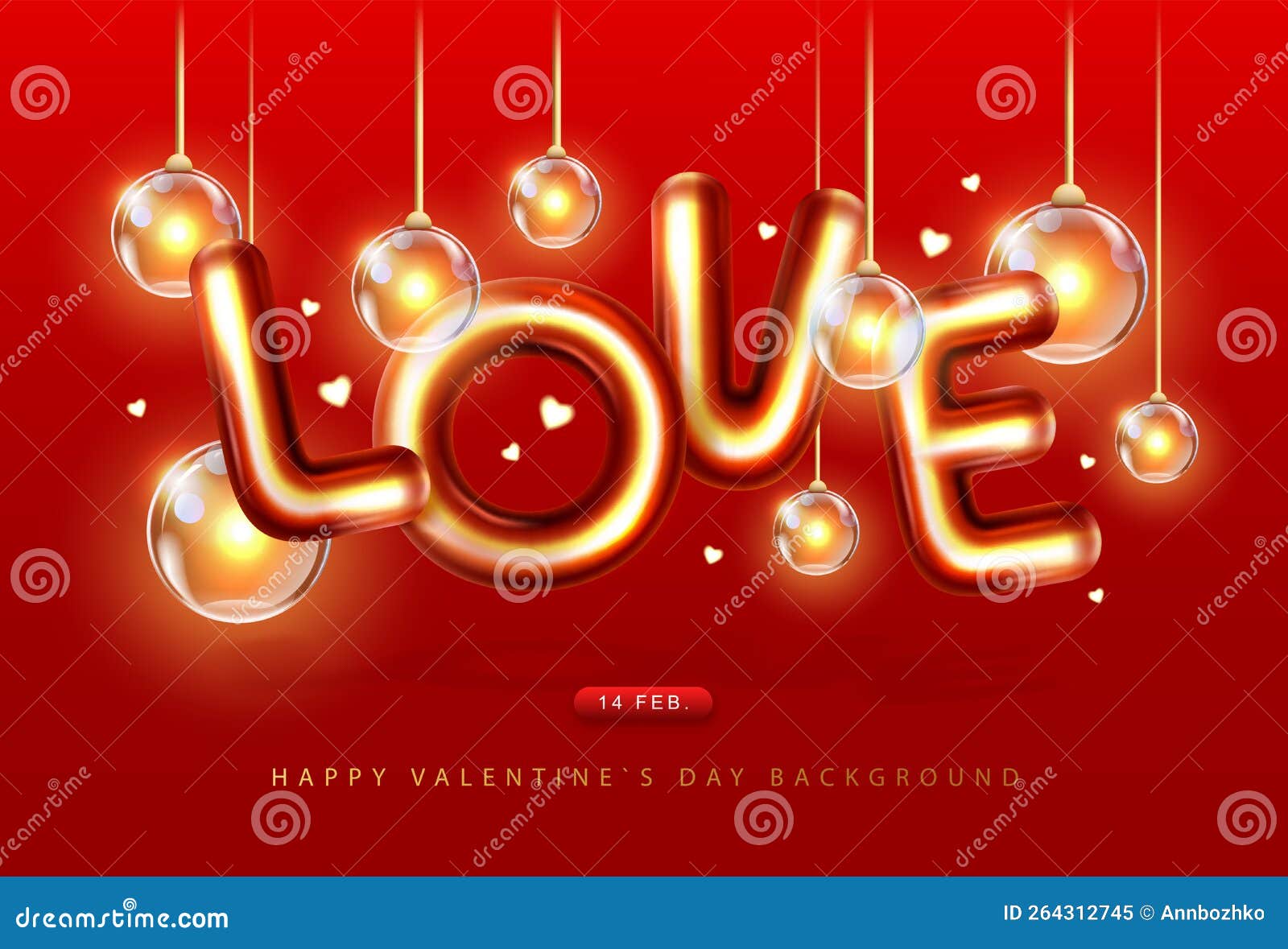 Happy Valentines Day Poster With 3d Chromic Letters And Electirc Lamps