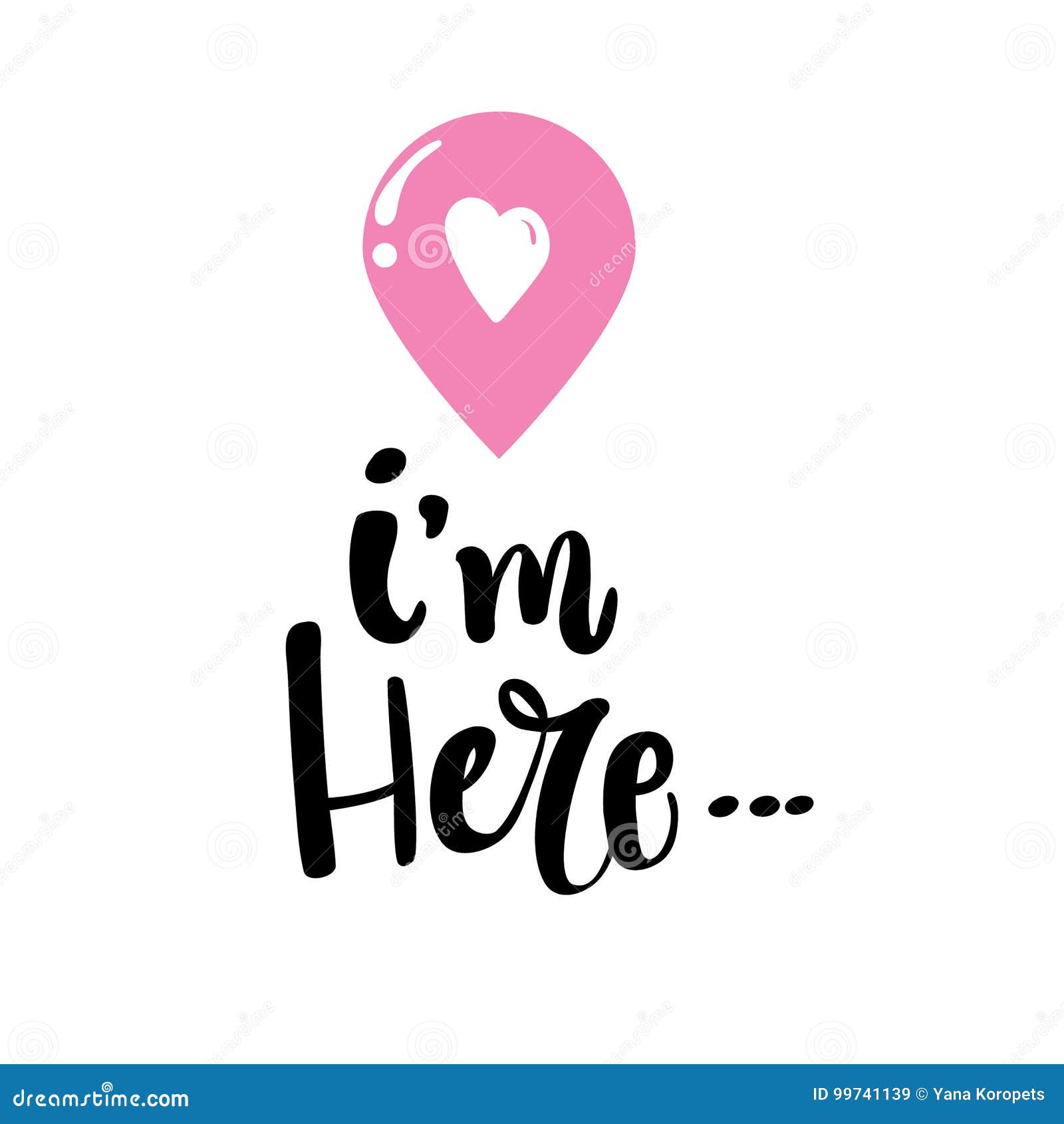 I am Here Hand Drawn Typography Lettering Phrase Stock Vector ...