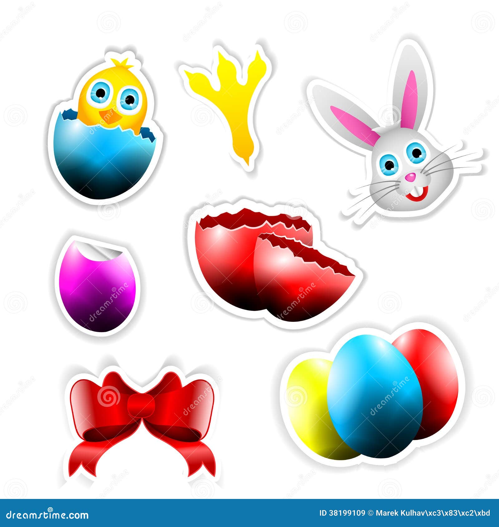 Happy Vector Stickers with Easter Themes Stock Vector - Illustration of ...